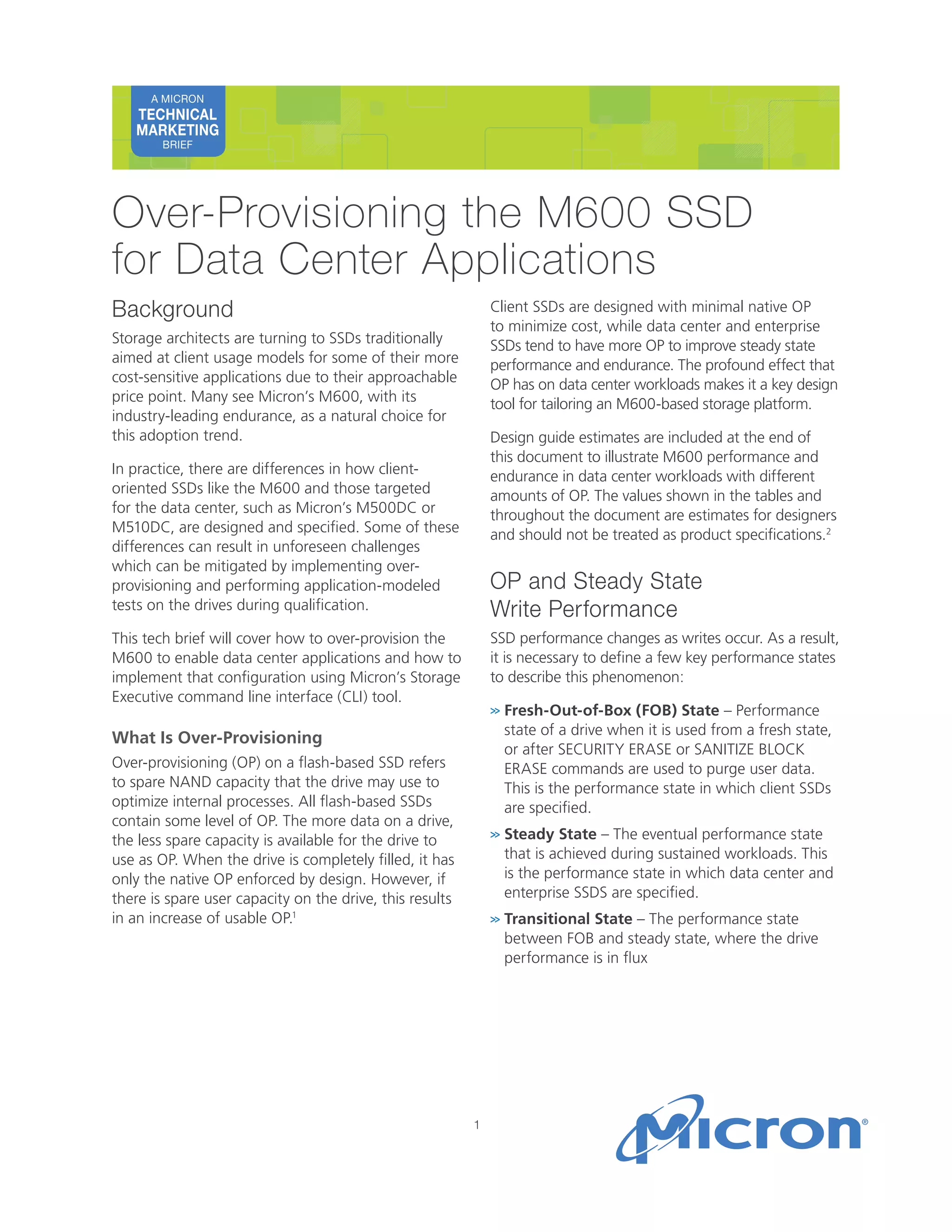 over_provisioning_m600_for_data_center_apps_tech_brief | PDF | Operating Systems | Computer ...