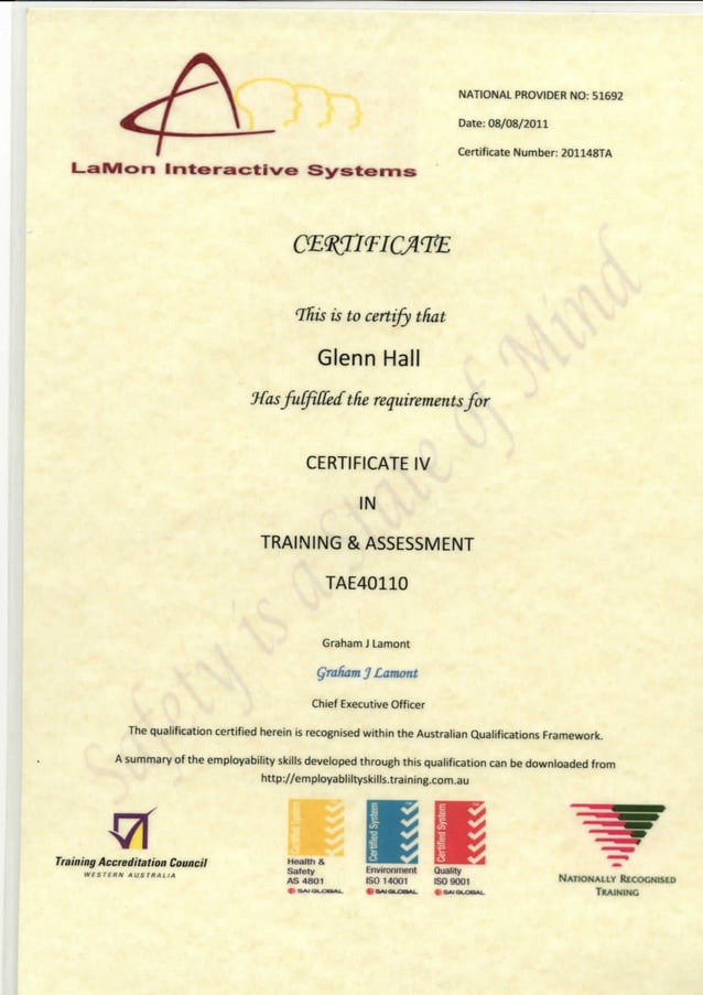 CERT 1V TRAINING Glenn Hall | PDF