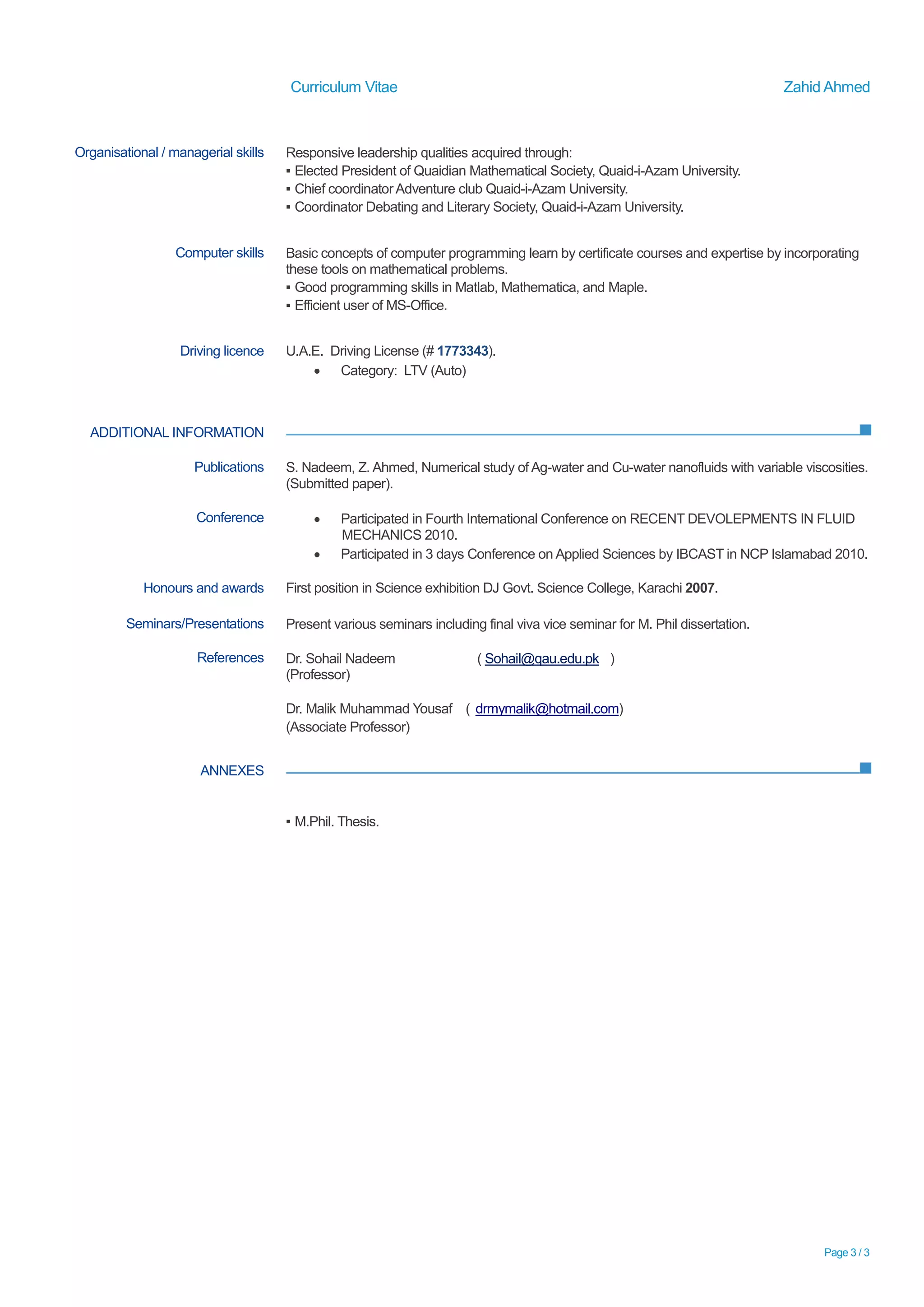 Zahid Ahmed CV1 | PDF
