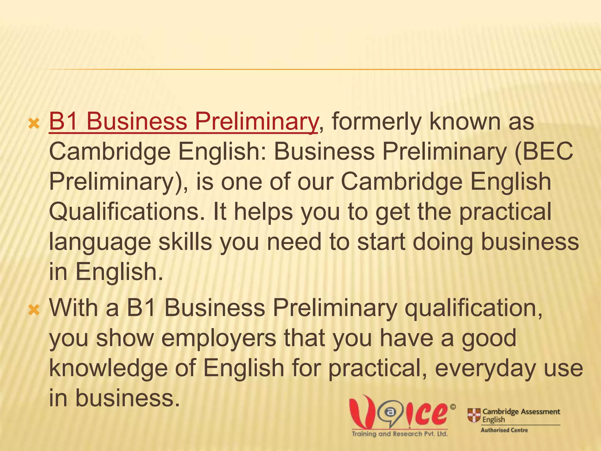 B1 business preliminary | PPT