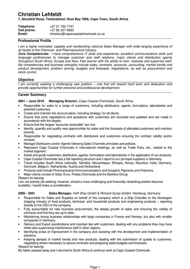 CV Christian Lehfeldt Nz | PDF