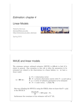 Linear Model Estimation Chapter 4 | PDF