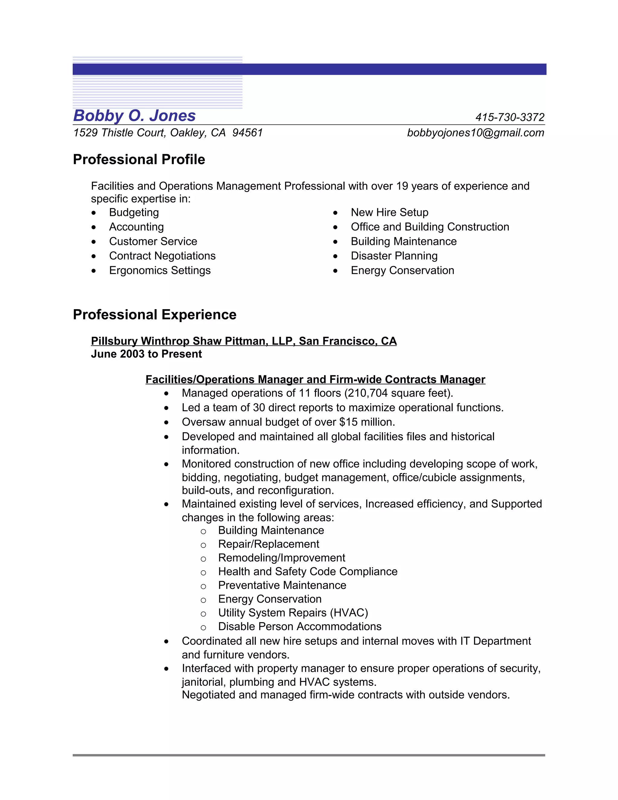 Bobby Jones resume 3(V2) | DOC | Office Property | Real Estate