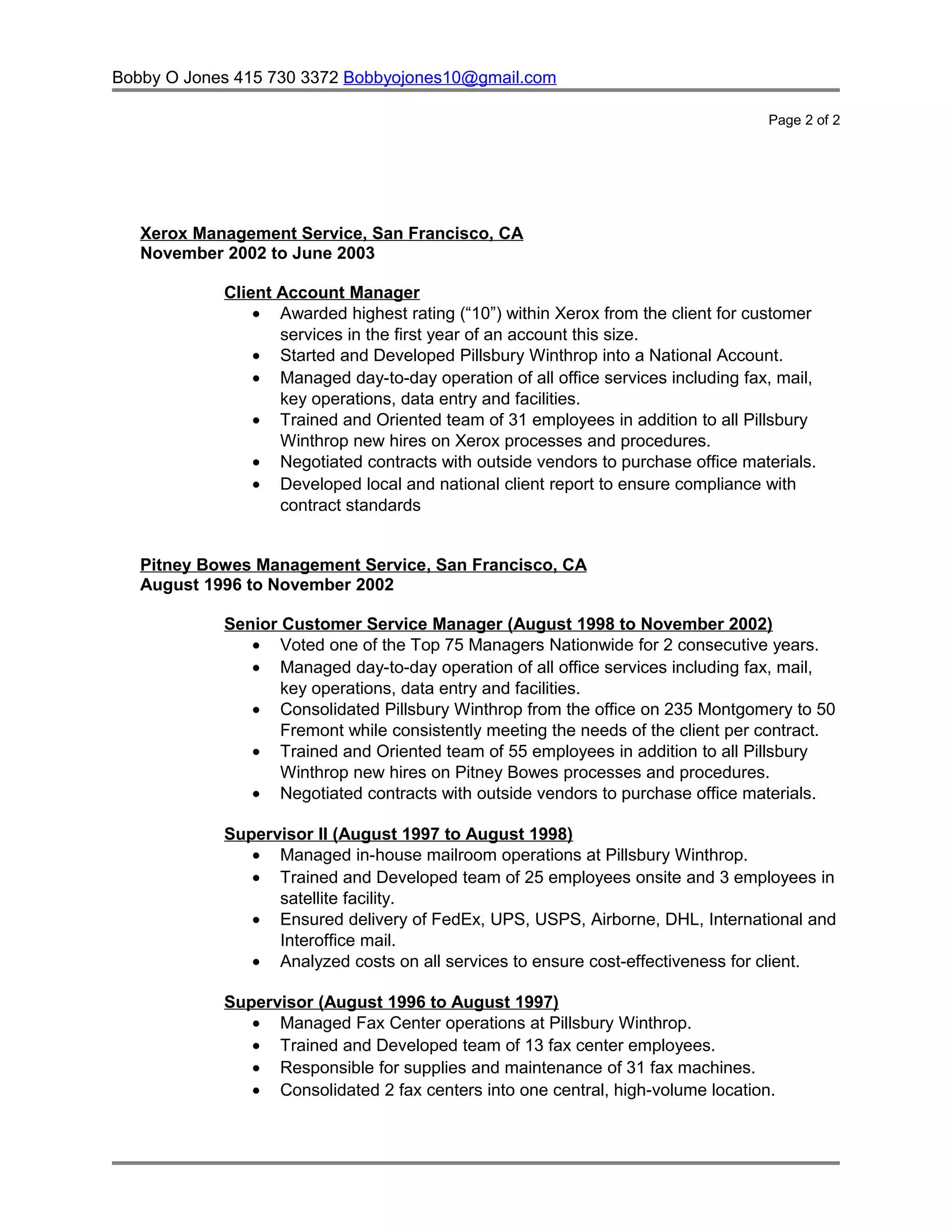 Bobby Jones resume 3(V2) | DOC | Office Property | Real Estate