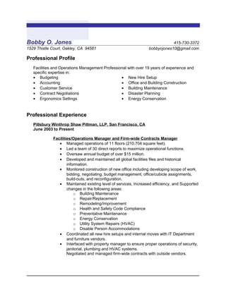 Bobby Jones resume 3(V2) | DOC | Office Property | Real Estate