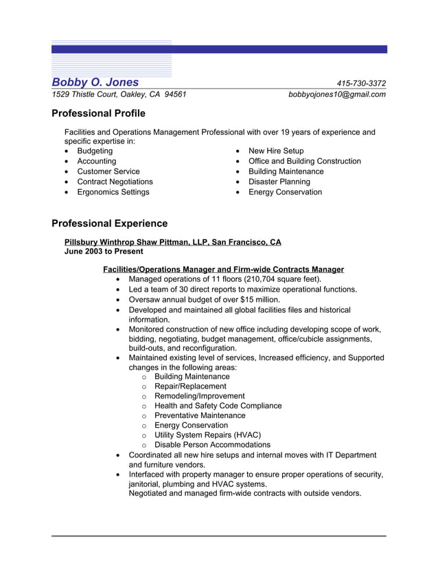 Bobby Jones resume 3(V2) | DOC | Office Property | Real Estate