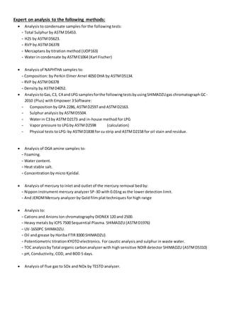 Jop description for Senior lab chemist ( shift leader) | DOCX