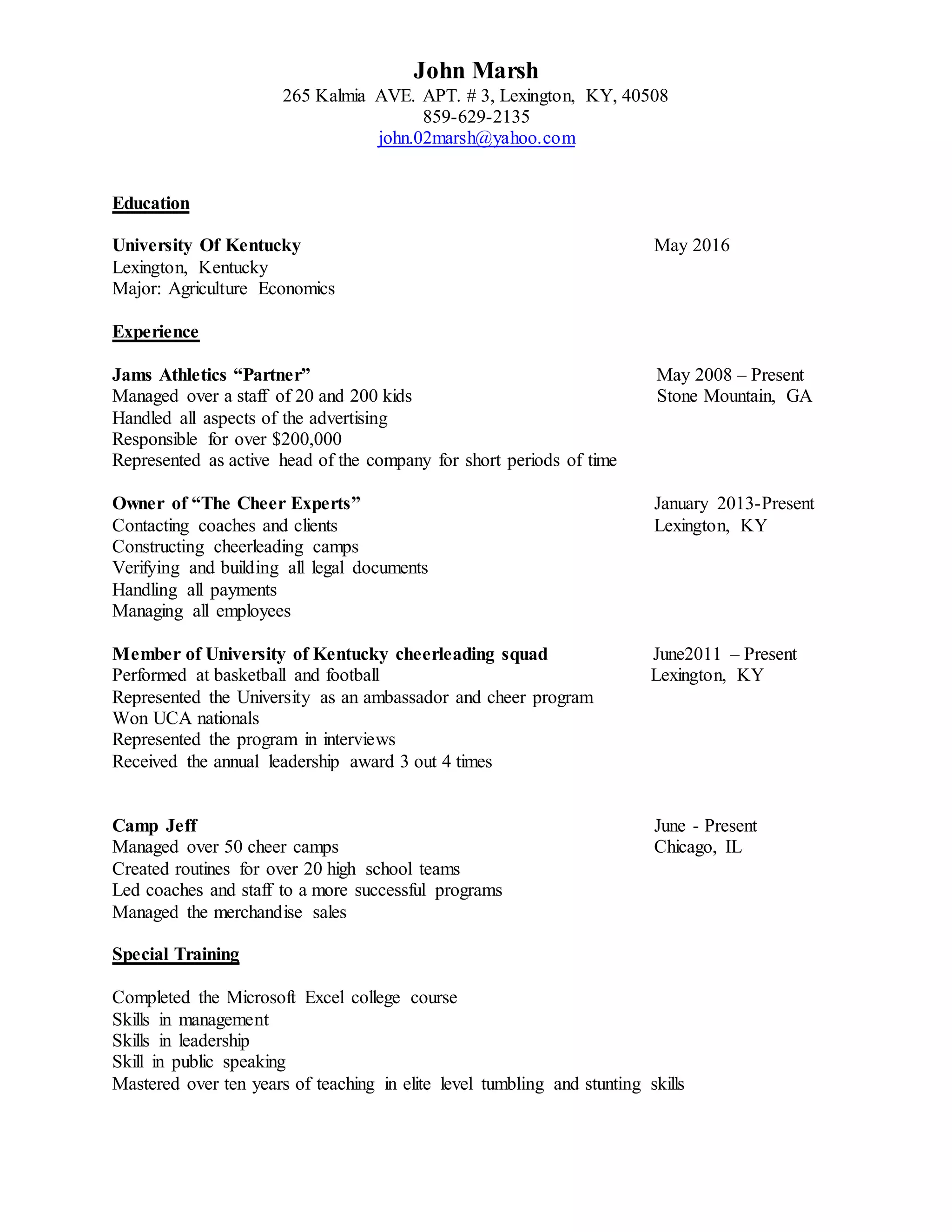 John Marsh Resume | DOCX