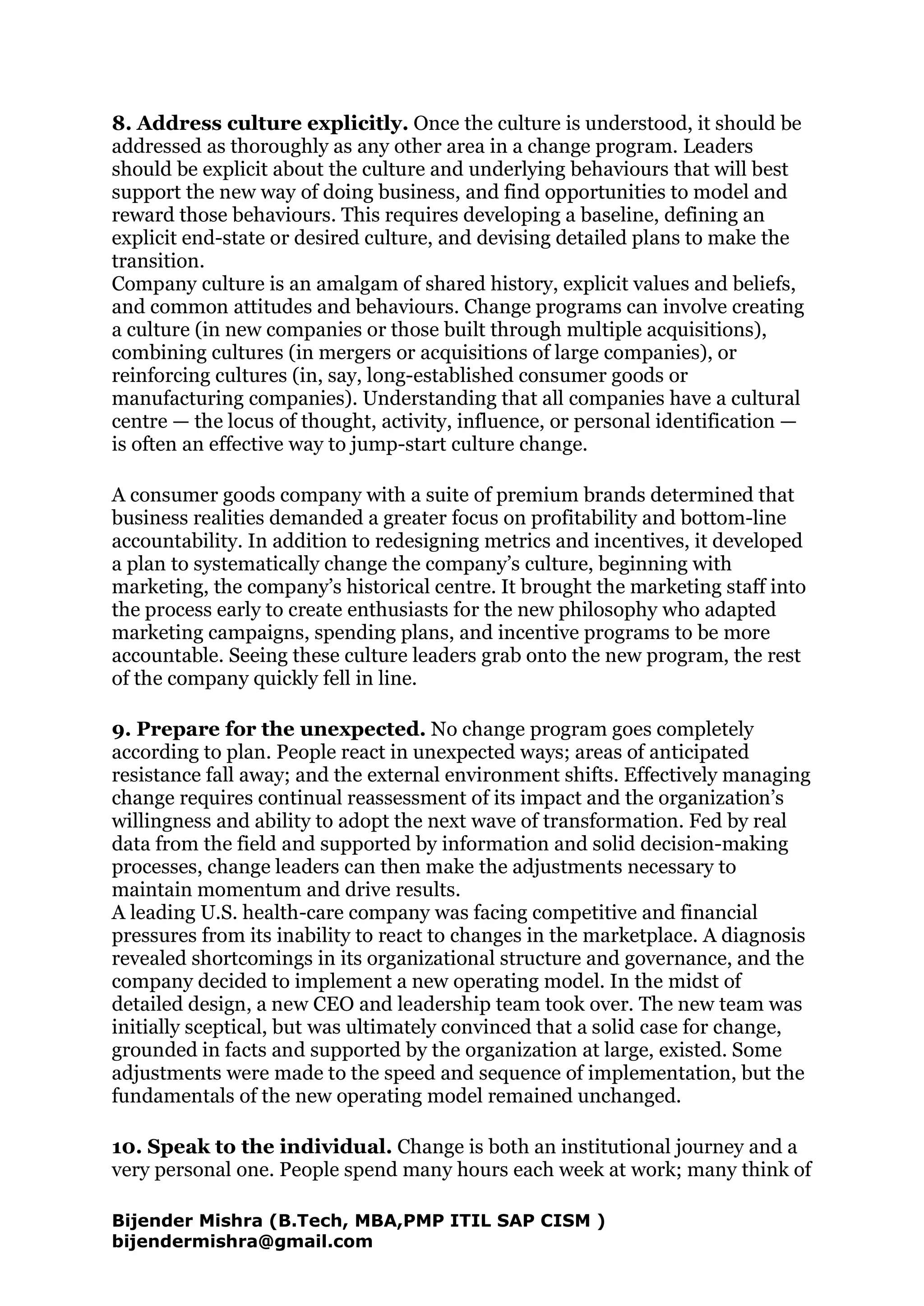 10 Principles of Change Management | PDF