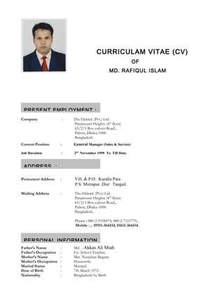 Md. Rafiqul Islam C.V | DOC | Careers