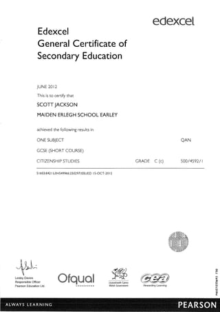Gcse Certificate Template