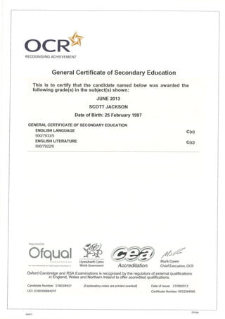 Gcse Certificate Template