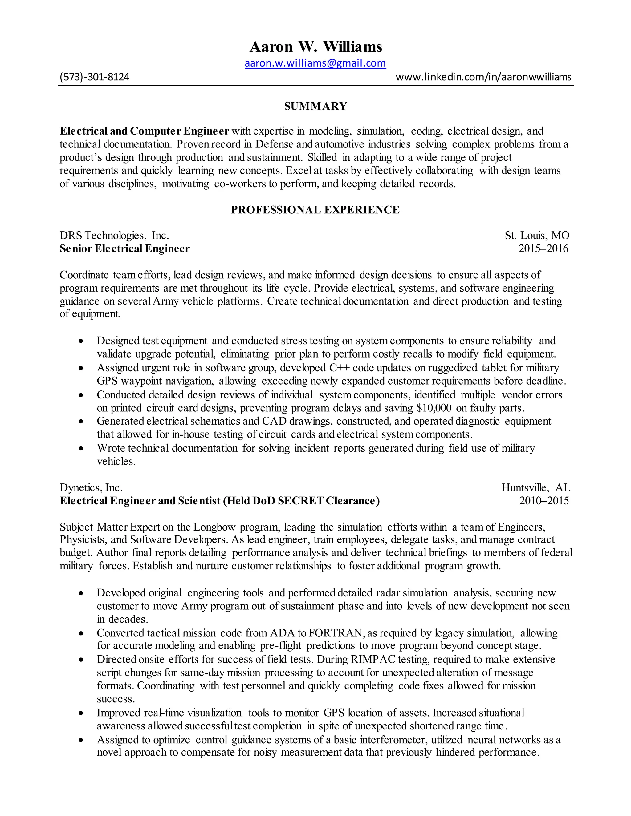 AaronWilliamsResumeFall2016_Rev2 | DOCX