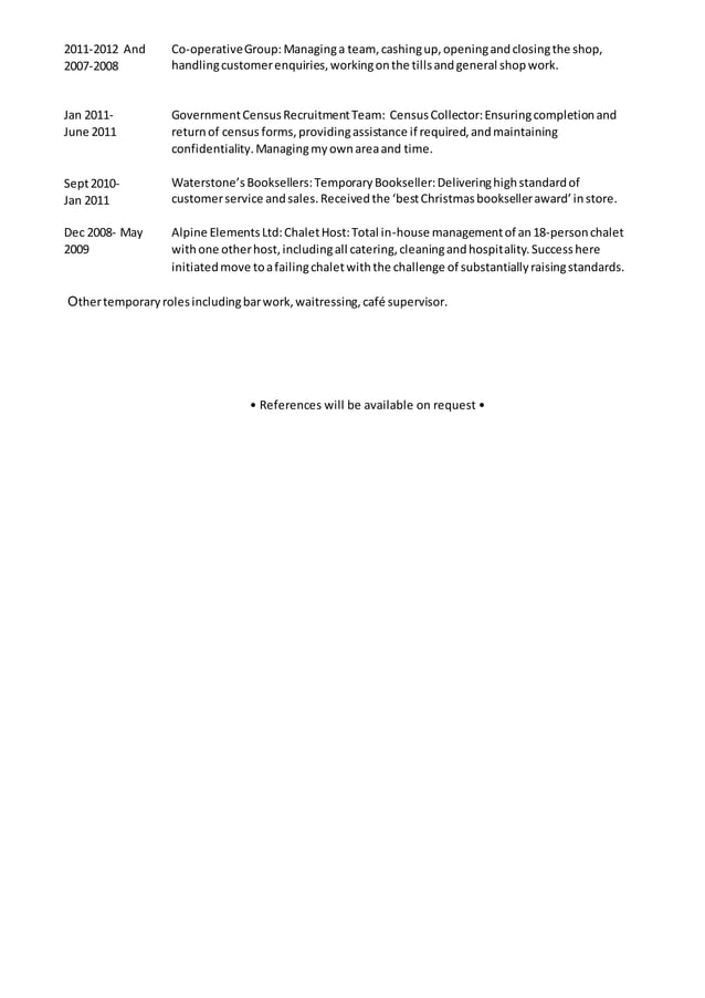 Eleanor Cowell OT CV | DOCX | Physical Therapy | Wellness