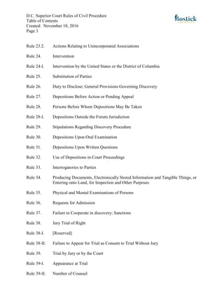 DC Superior Court Rules TOC | PDF