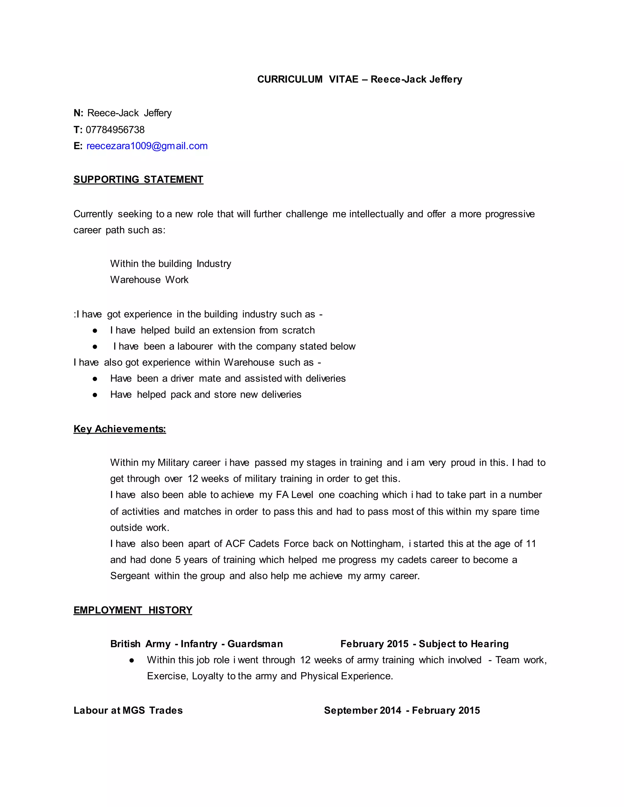 reeces cv | DOCX