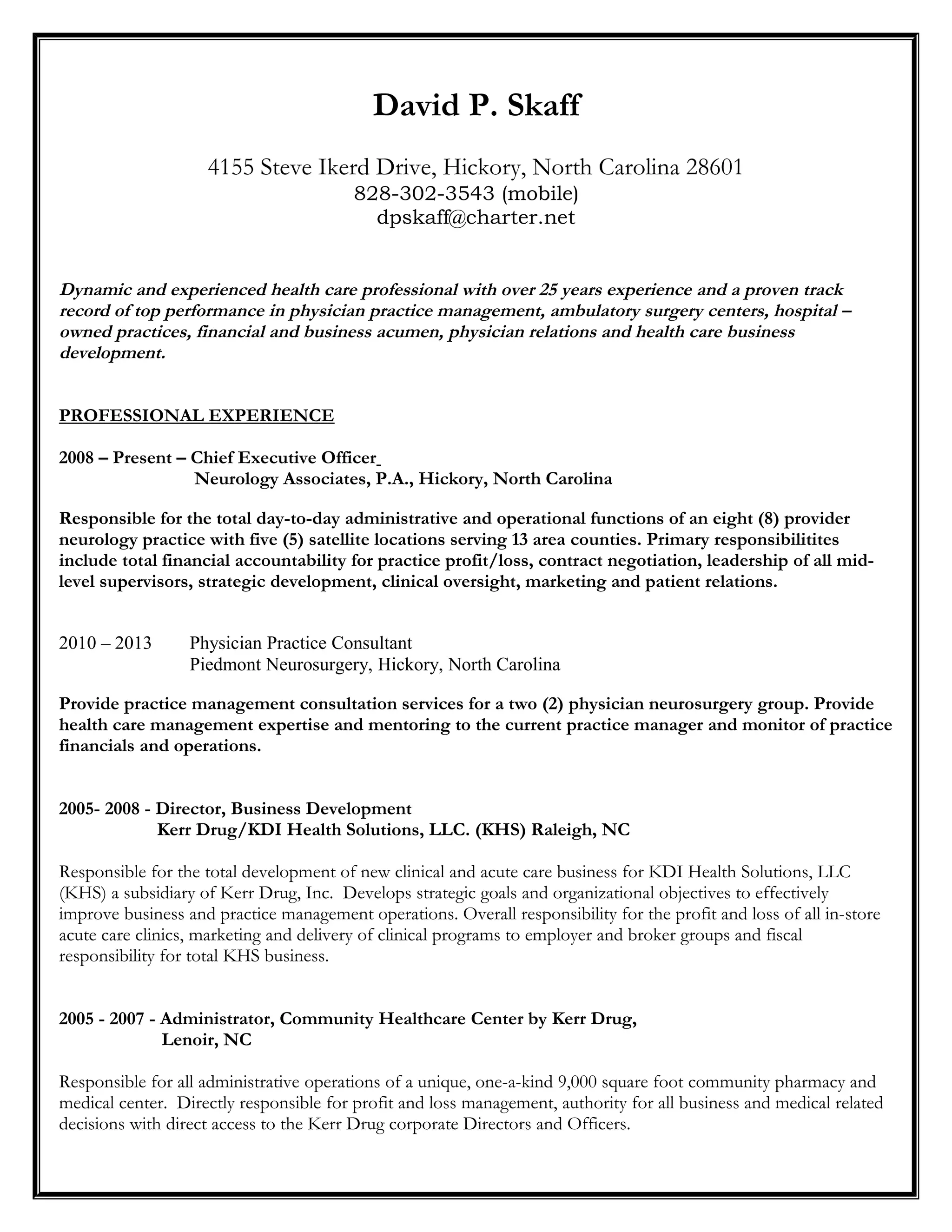 David P. Skaff CV | DOC