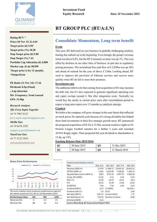 QUMMIF-Equity-Report-BT Plc | PDF