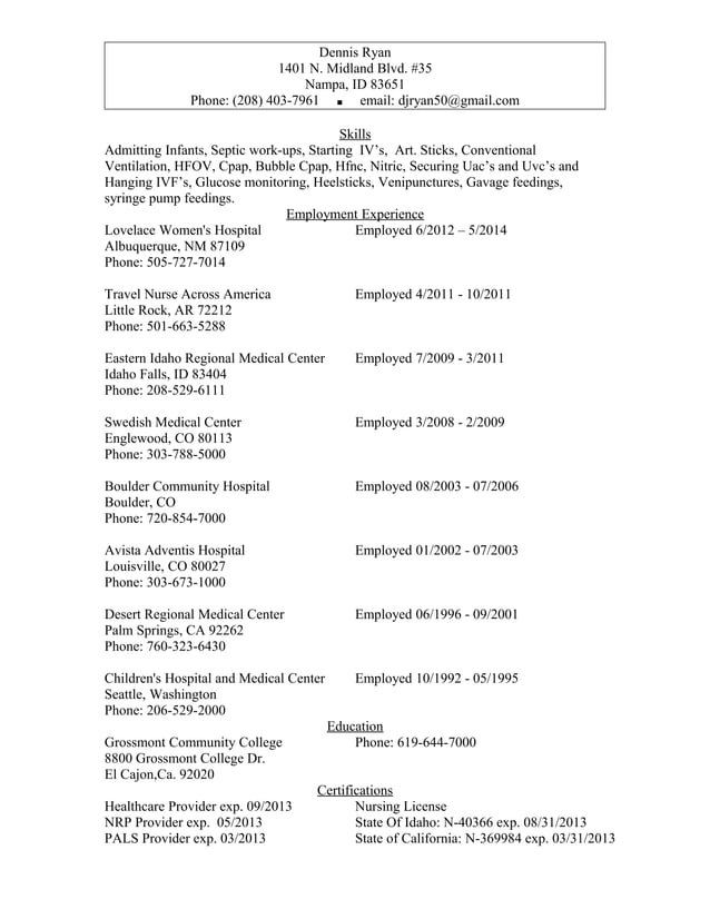 Dennis Ryan Resume | ODT