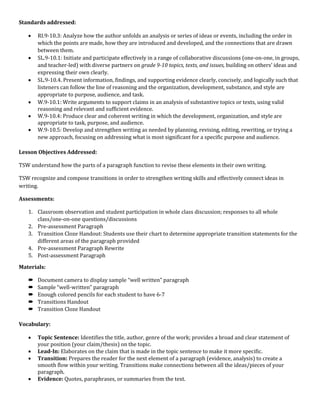 Coleman_Teaching Writing Sample Unit | PDF
