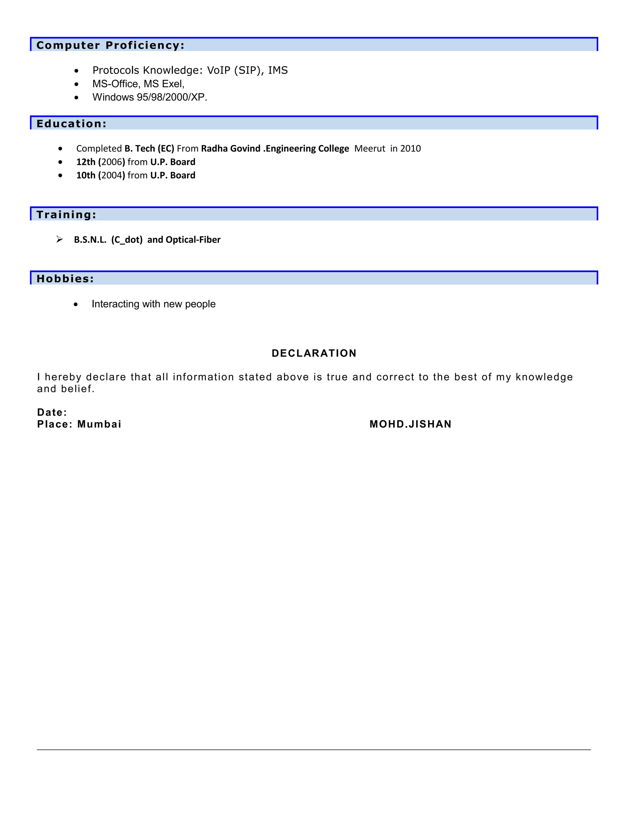 Jishan update Resume | PDF