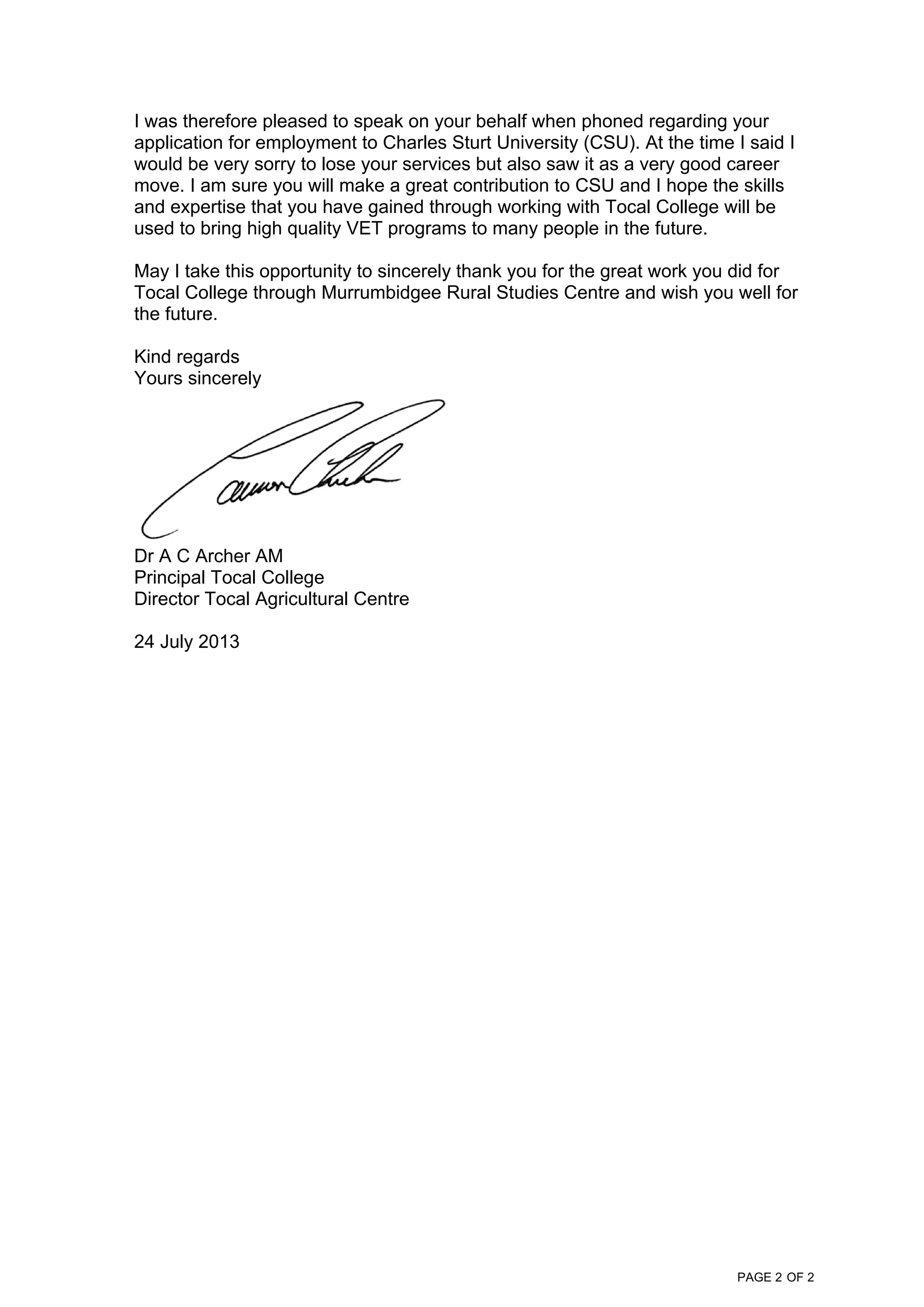 Letter of Thanks Simone Fuller 24 7 2013 | PDF