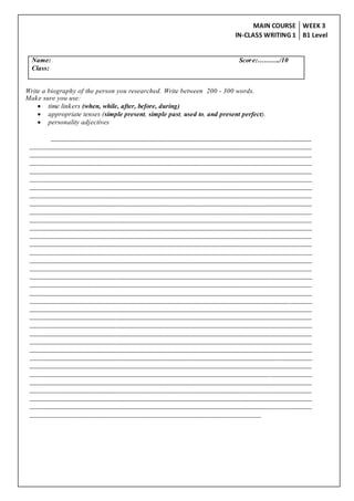 B1 in class writing 1 | PDF