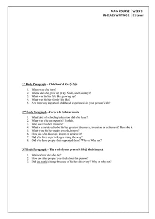 B1 in class writing 1 | PDF