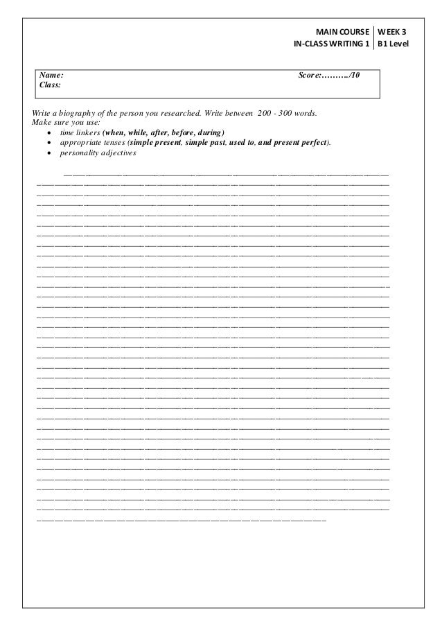 B1 in class writing 1