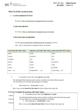 B1 noun clauses compulsory material | DOC | Educational Assessment ...