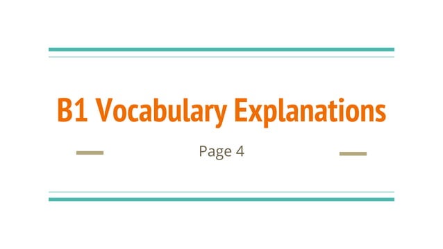 B1 Unit 1 Vocabulary | PPT