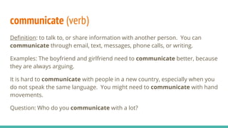 B1 Unit 1 Vocabulary | PPTX