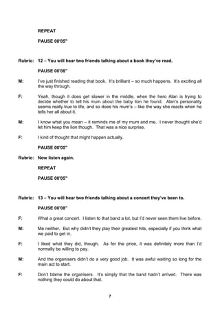 B1 preliminary schools 2020 sample tests listening script | PDF