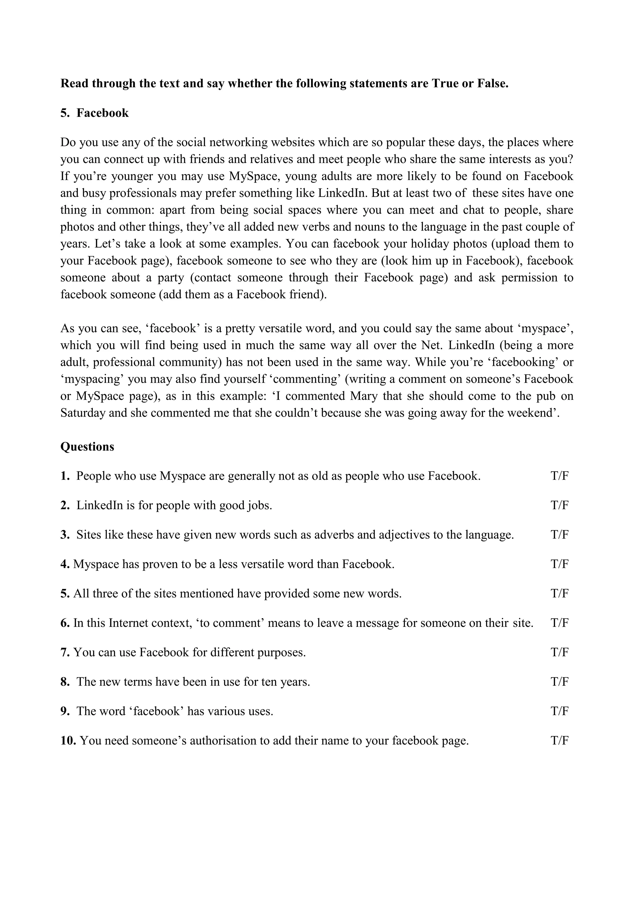 B1 reading comprehension | PDF