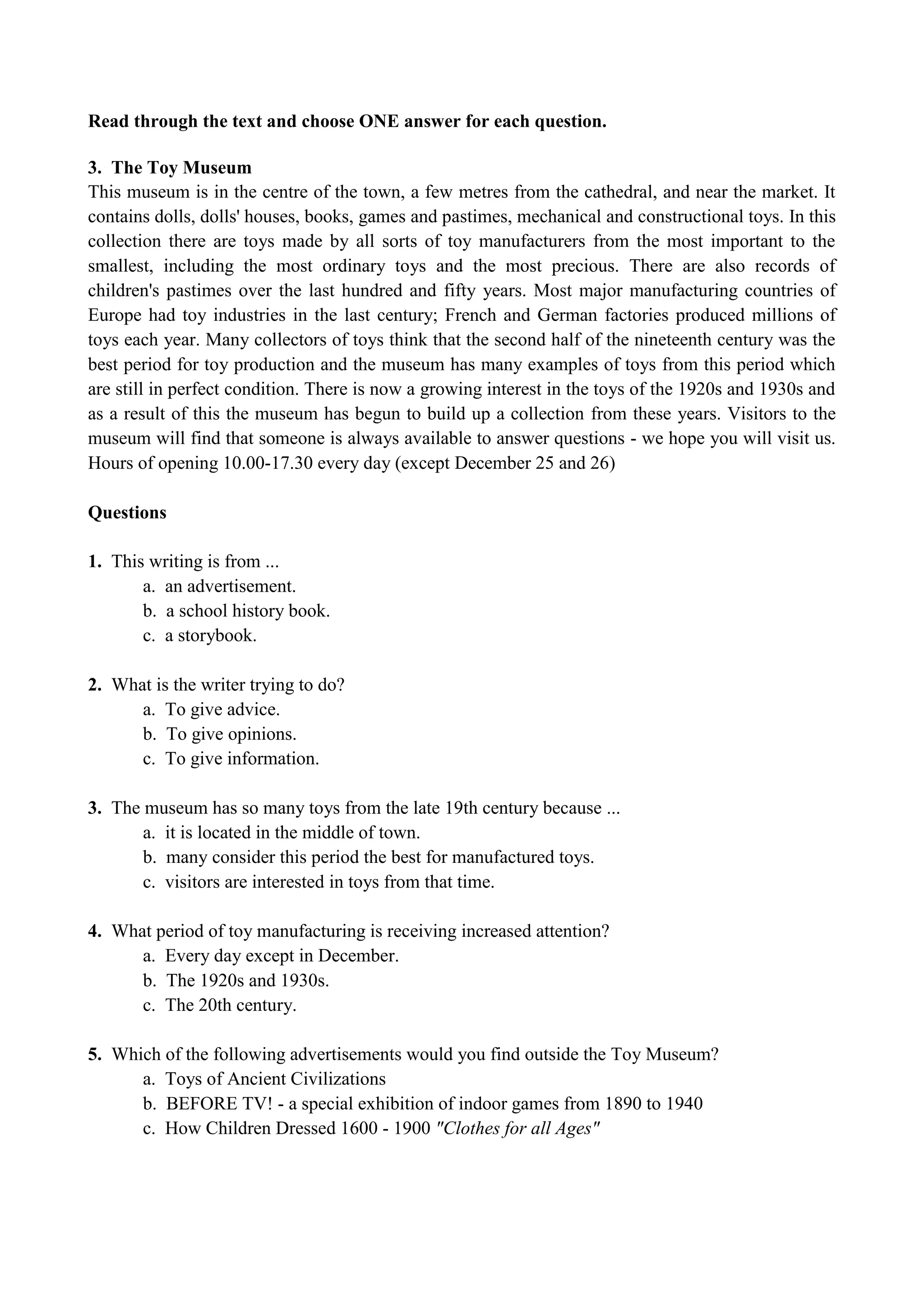 B1 reading comprehension | PDF