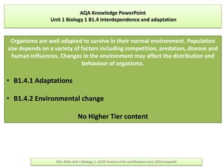 AQA GCSE Science: Biology B1 Revision | PPTX