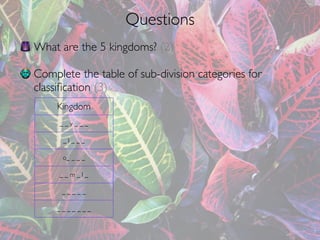 #1 B1 topic 1 - classification (part 1 of 2) | PDF