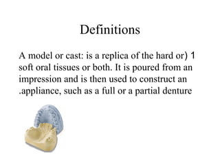 Model and die materials | PPT | Chemistry | Science