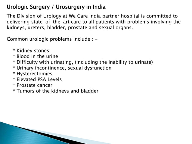 Urology Surgery (Diagnosis, Staging, Treatment, Prognosis, Follow Up) | PPT