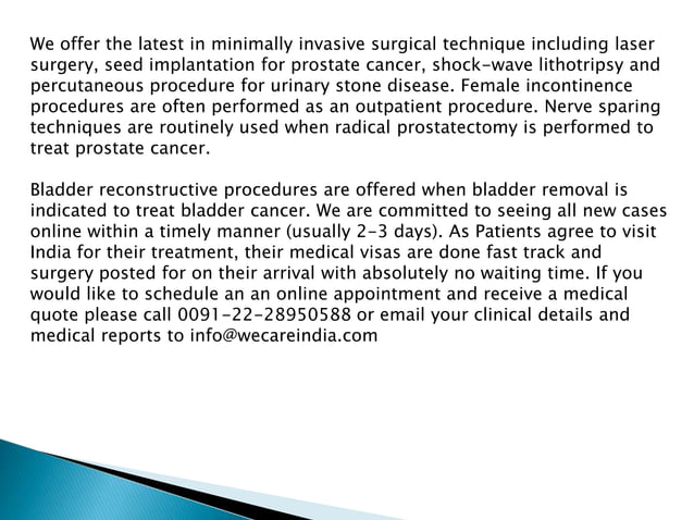Urology Surgery (Diagnosis, Staging, Treatment, Prognosis, Follow Up) | PPT