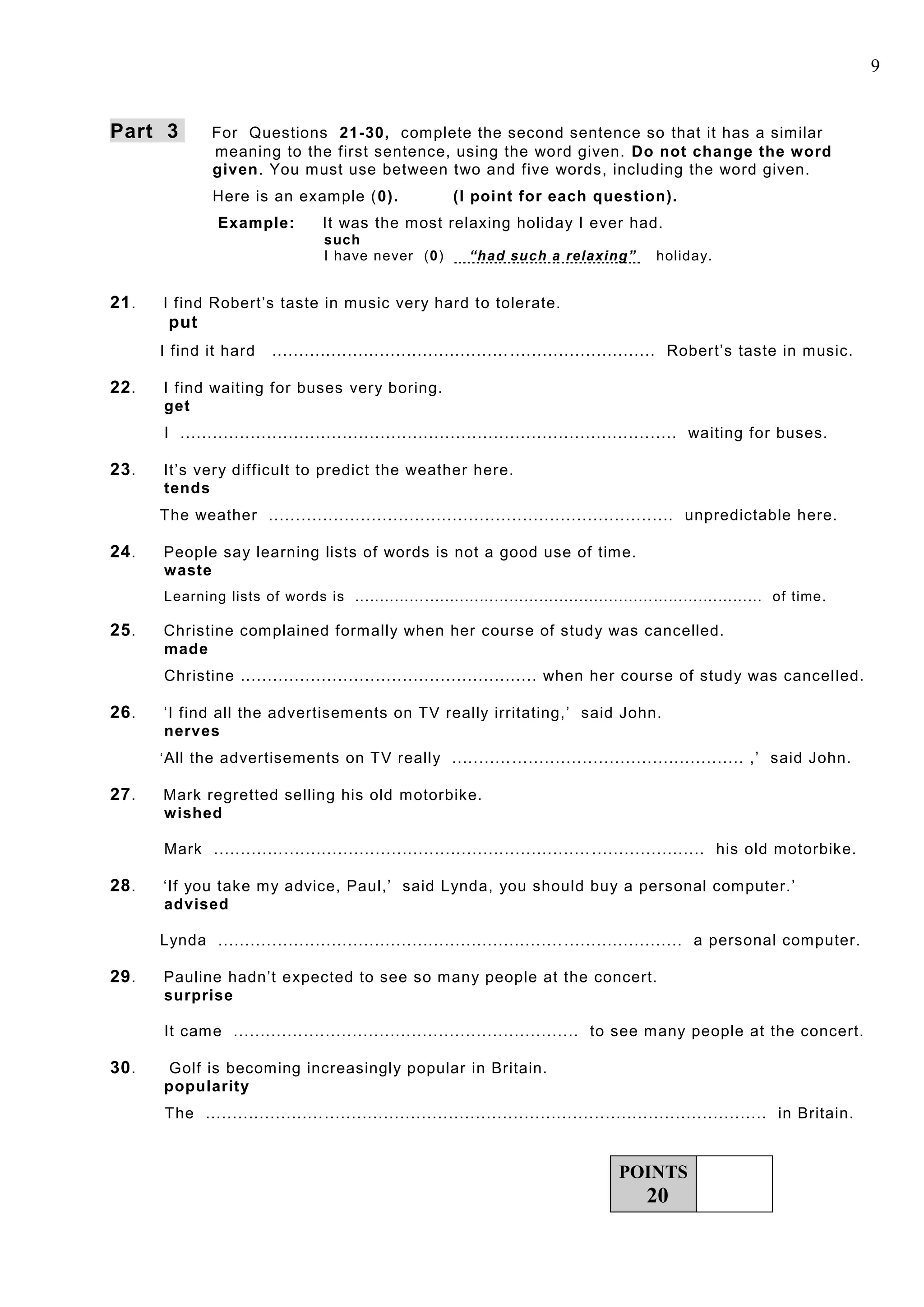 B2 sample with keys | PDF