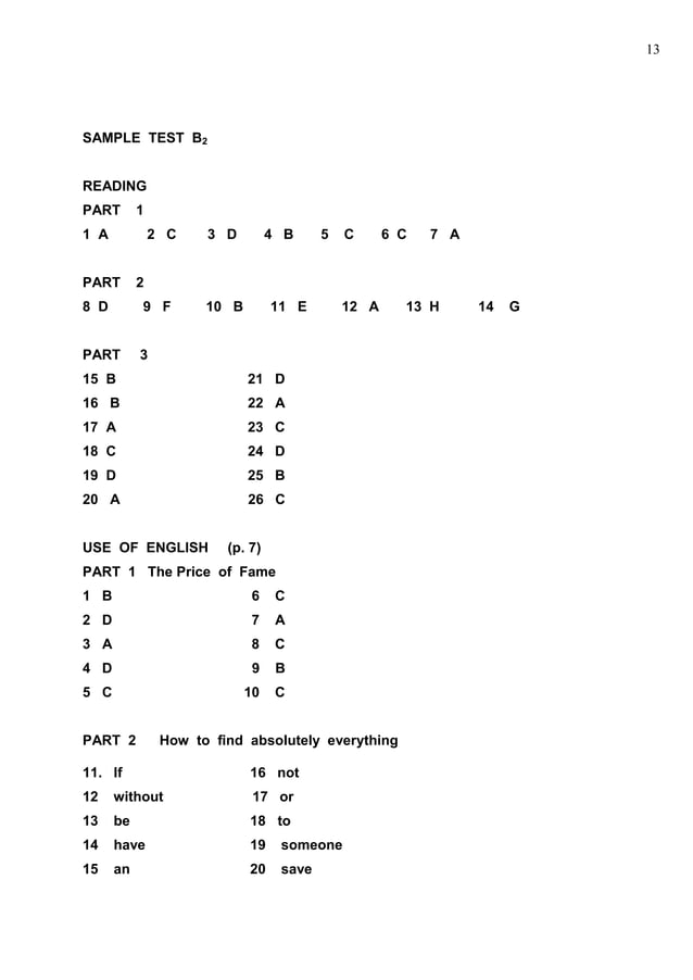 B2 sample with keys | PDF