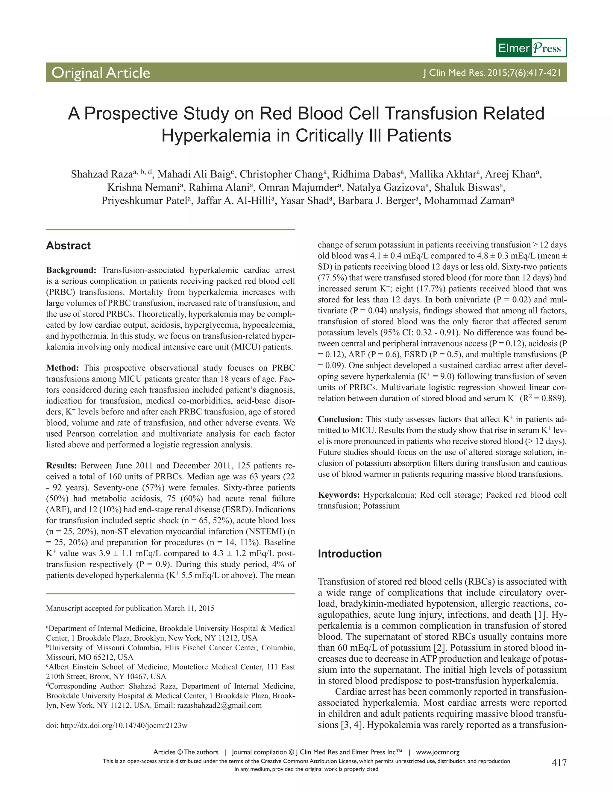 Hyperkalemia Study | PDF