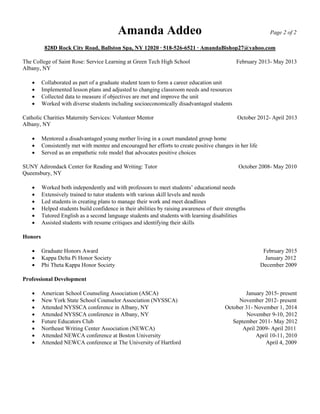 School Counseling Resume Spring 2015 | DOCX