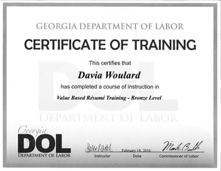 Value Based Resume Training-Bronze Level | PDF