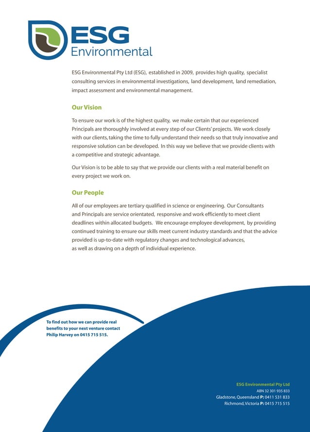 ESG Capability Statement | PDF | Civil Engineering Industry | Industries