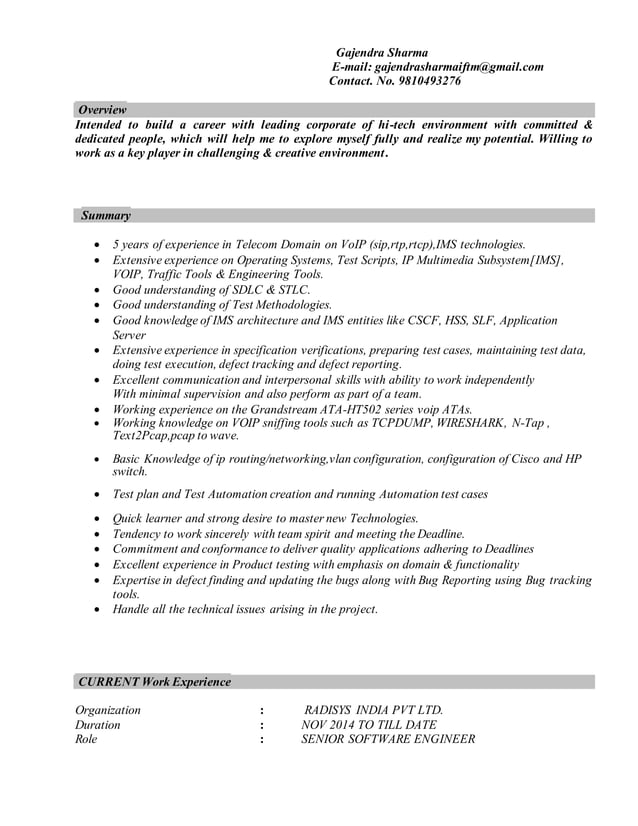 Resume_Gajendrasharma | DOCX | Computer Networking | Computing