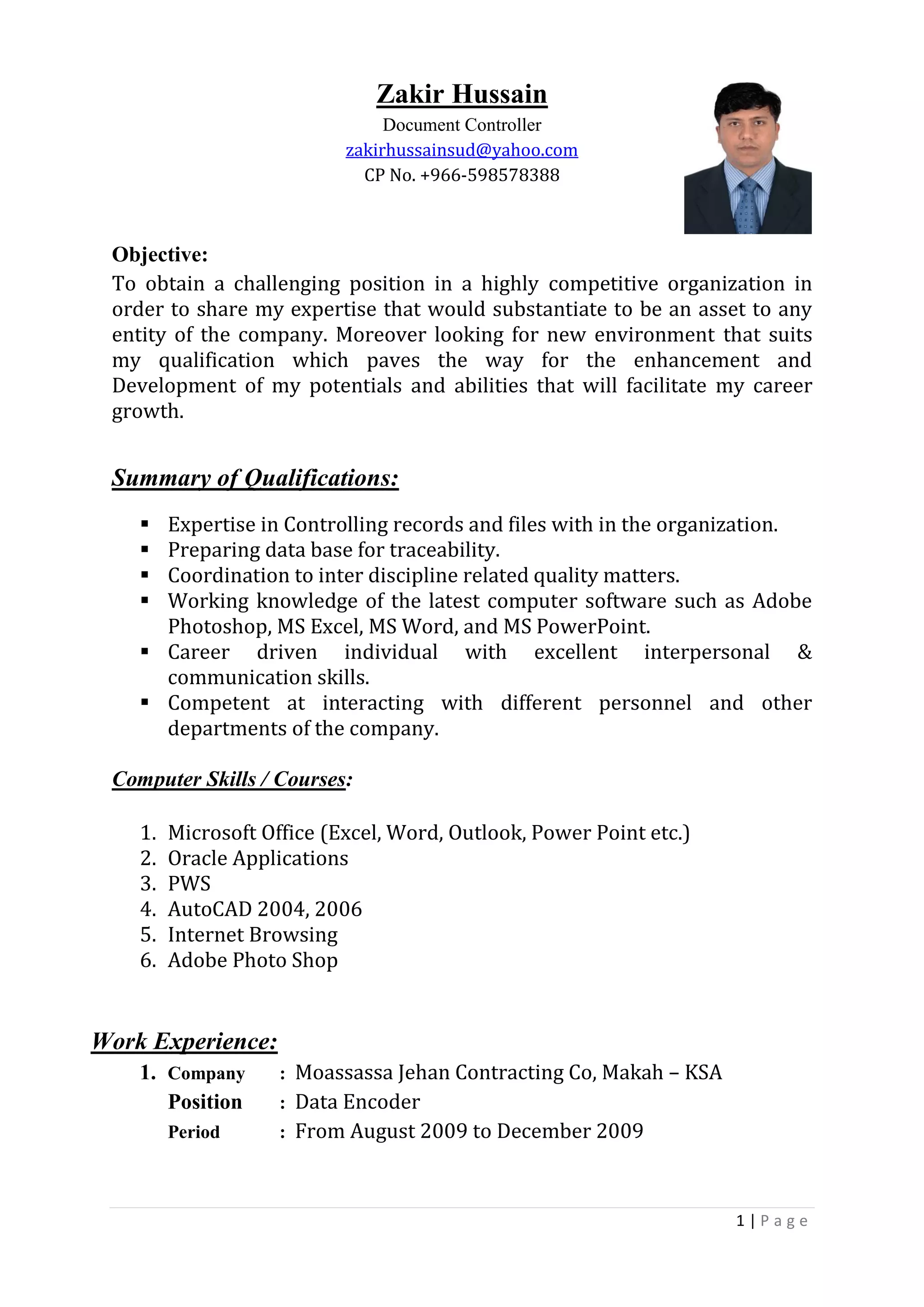 Zakir Hussain [CV] Up-date | PDF