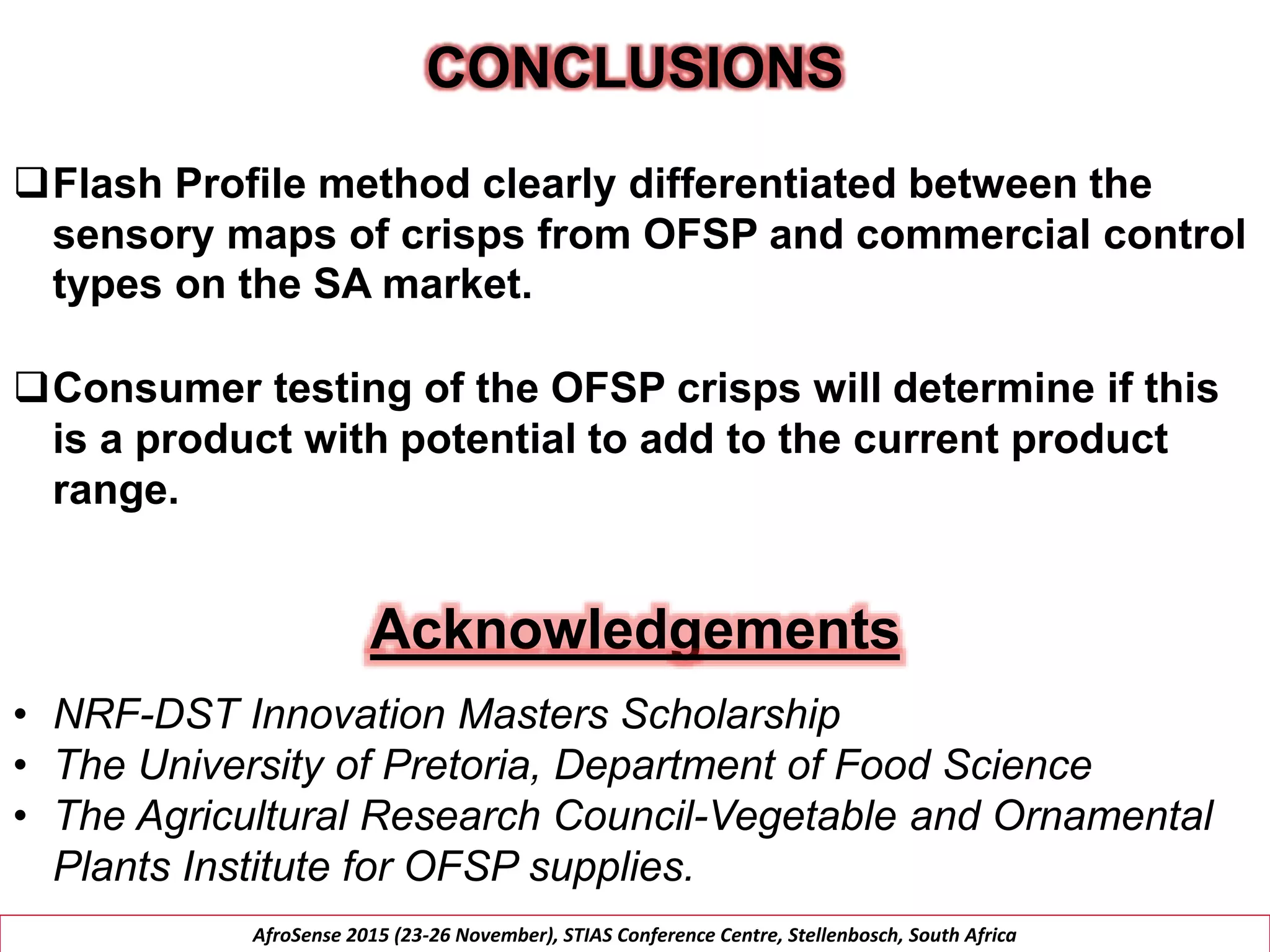 A FLASH PRESENTATION ON THE SENSORY EVALUATION OF ORANGE-FLESHED ...