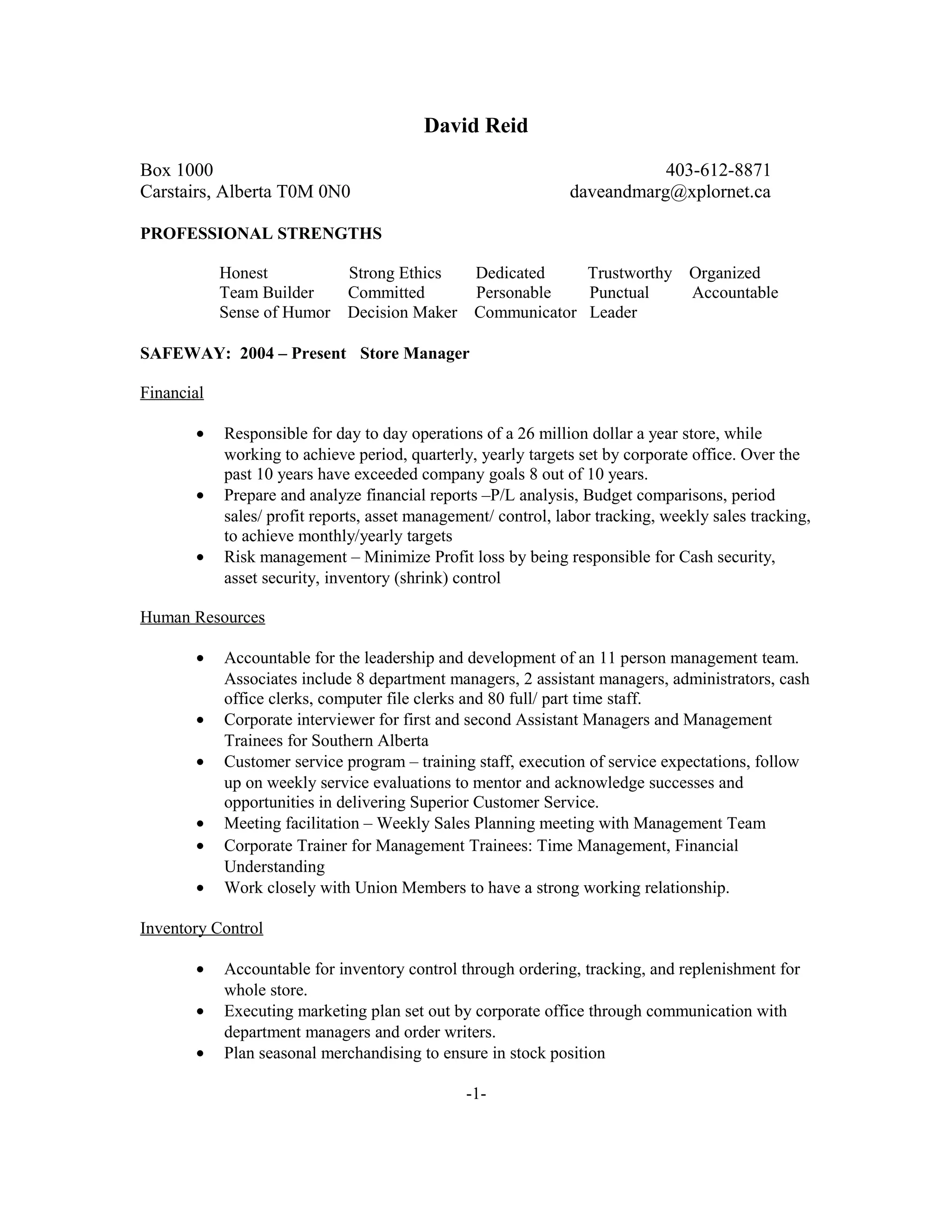 Dave Reid Resume | PDF